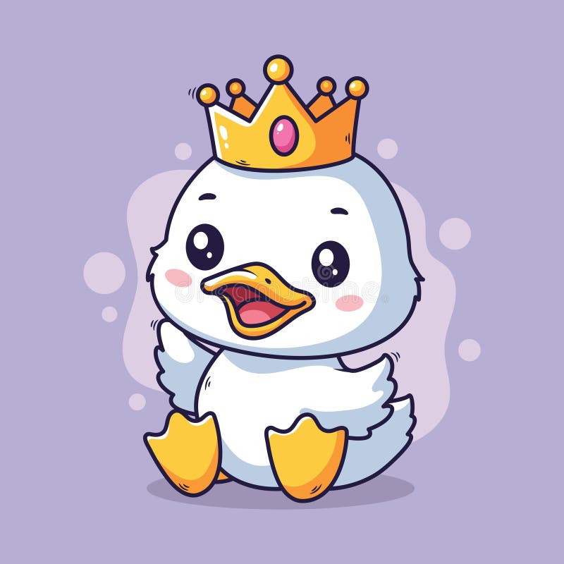 Cute Duck with Crown Character Vector Illustration Design. Stock Vector ...