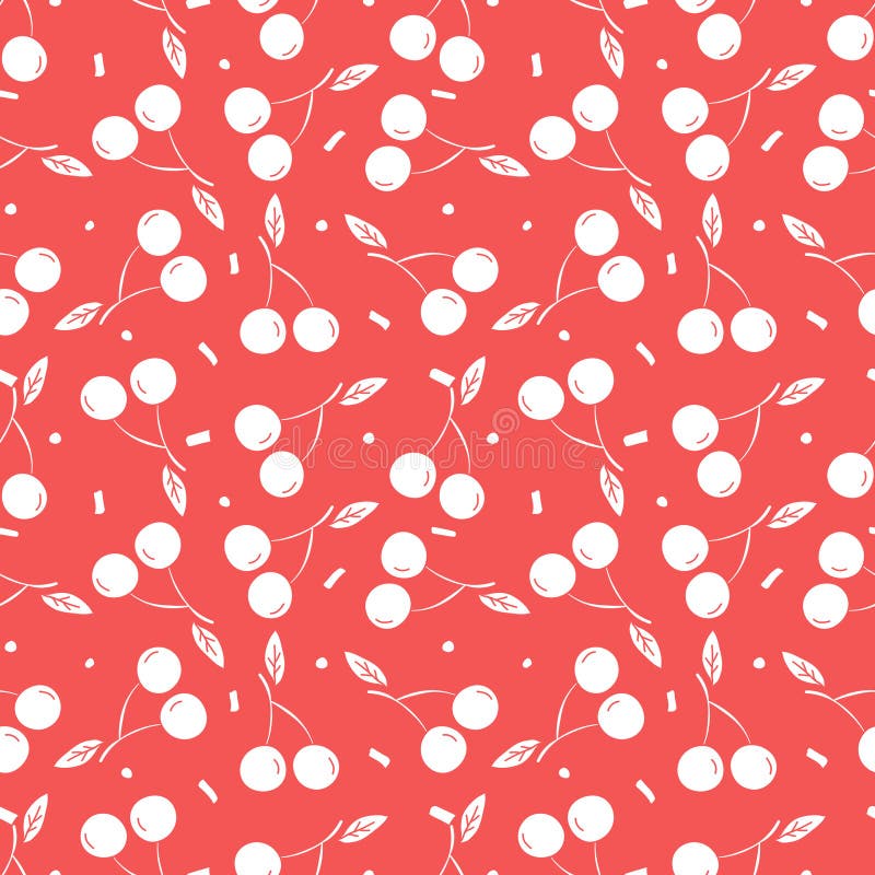 Seamless Cherry Pattern. Doodle Vector with Cherry Icons. Vintage Cherry Pattern Stock Vector ...