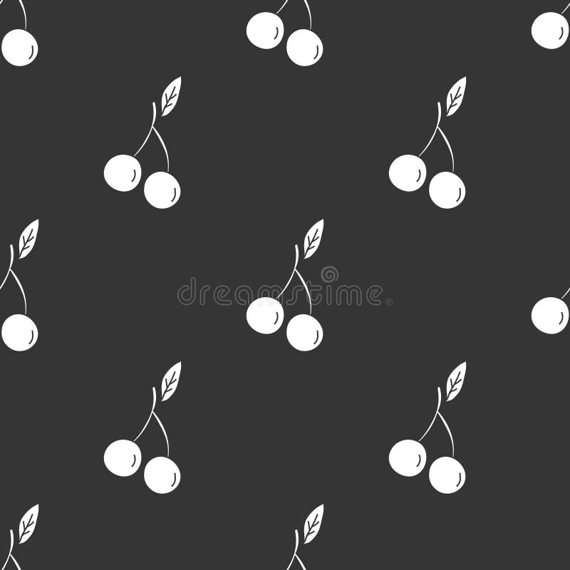 Seamless Cherry Pattern. Doodle Vector with Cherry Icons. Vintage ...