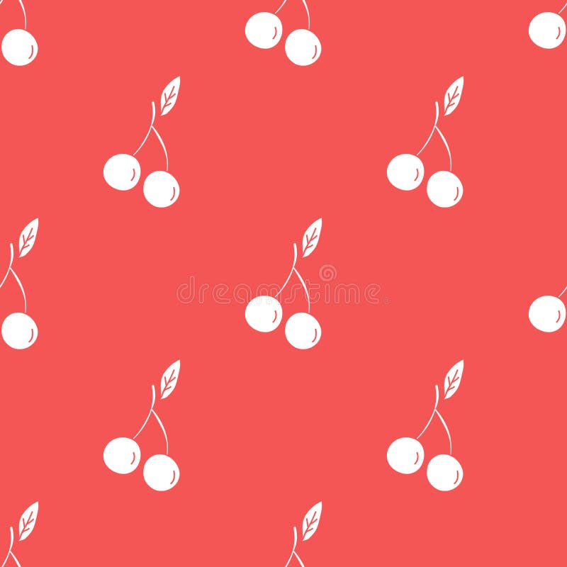 Seamless Cherry Pattern. Doodle Vector with Cherry Icons. Vintage Cherry Pattern Stock Vector ...