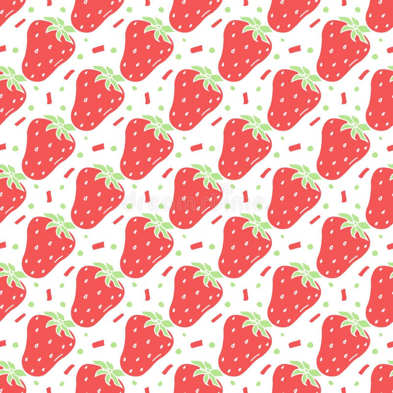 Seamless Strawberries Pattern. Doodle Vector with Strawberries Icons ...