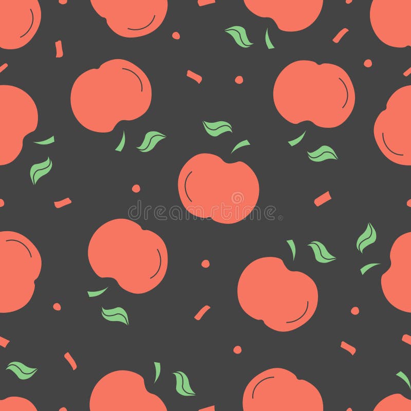 Seamless Apple Pattern. Colored Seamless Doodle Pattern with Apples ...