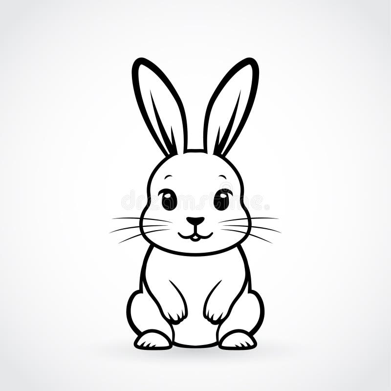 Cute Bunny Black White Clipart Stock Illustrations – 1,444 Cute Bunny ...