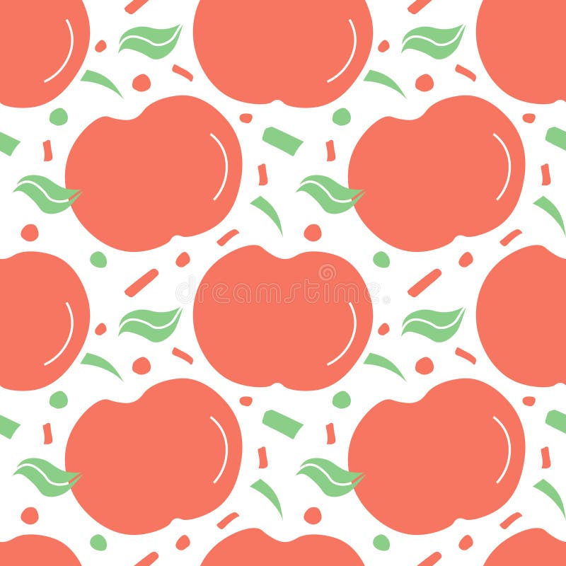 Seamless Apple Pattern. Colored Seamless Doodle Pattern with Apples ...