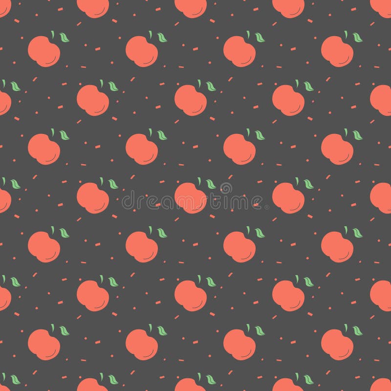 Seamless Apple Pattern. Colored Seamless Doodle Pattern with Red Apples ...