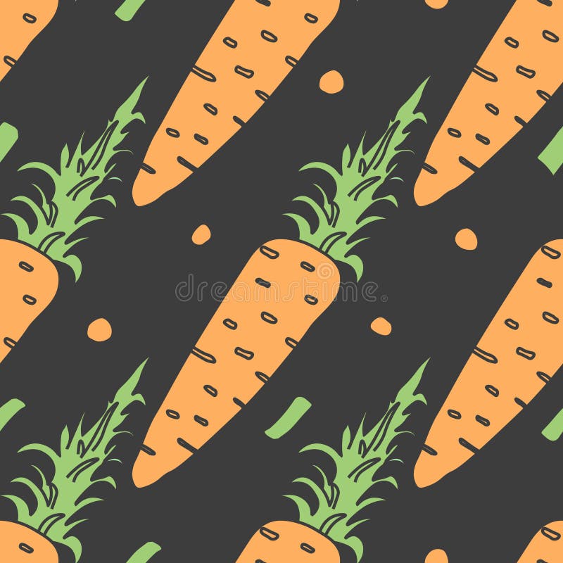 Seamless Carrot Pattern. Doodle Illustration with Carrot. Pattern with ...