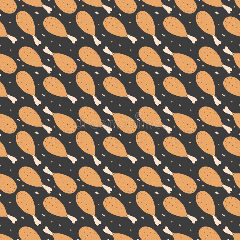 Seamless Pattern with Chicken Legs. Meat Background. Doodle Chicken ...