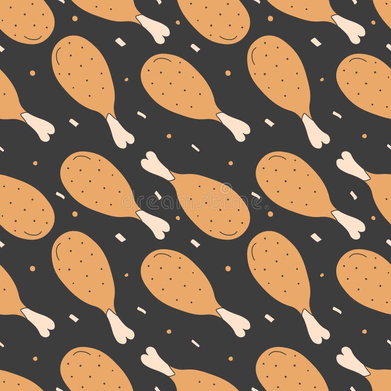 Seamless Pattern with Chicken Legs. Meat Background. Doodle Chicken ...