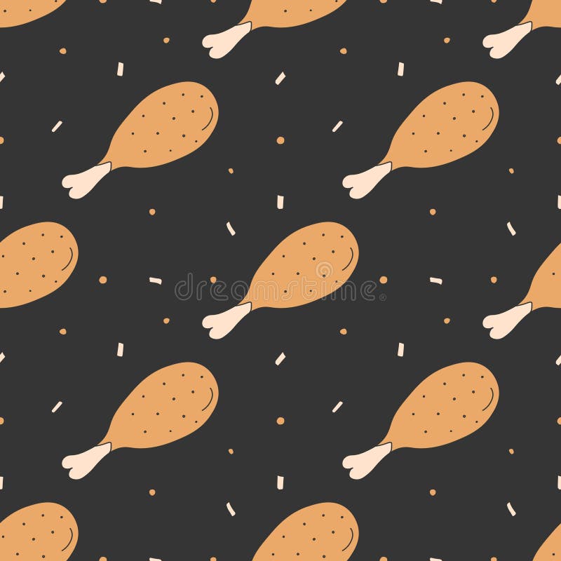 Seamless Pattern with Chicken Legs. Meat Background. Doodle Chicken ...