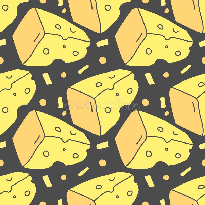 Seamless Cheese Pattern. Drawing Doodle Background with Cheese Stock ...