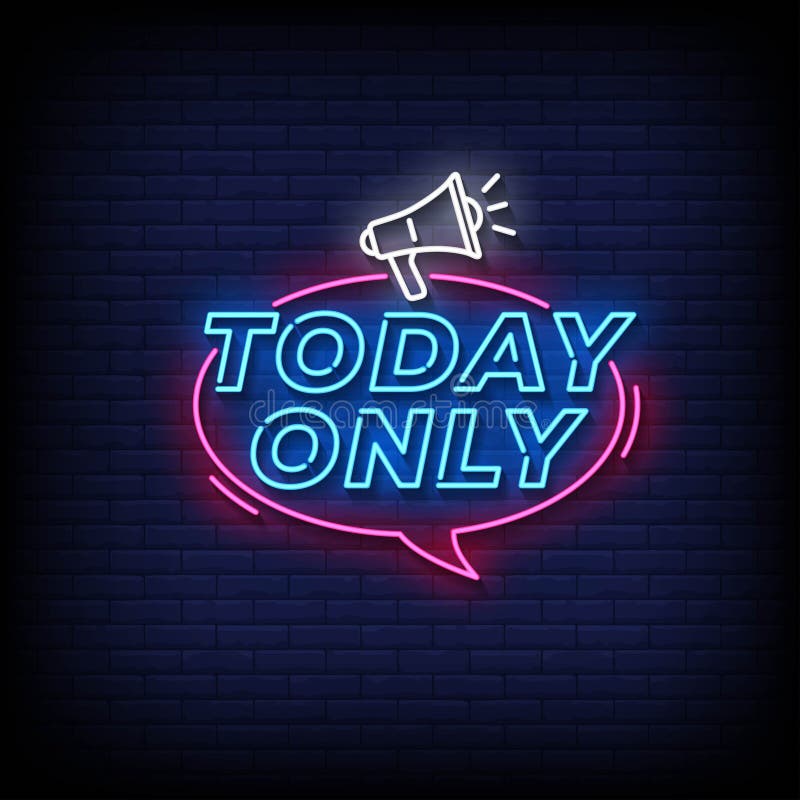 Today only Neon Sign Style with Brick Wall Background Vector Stock ...