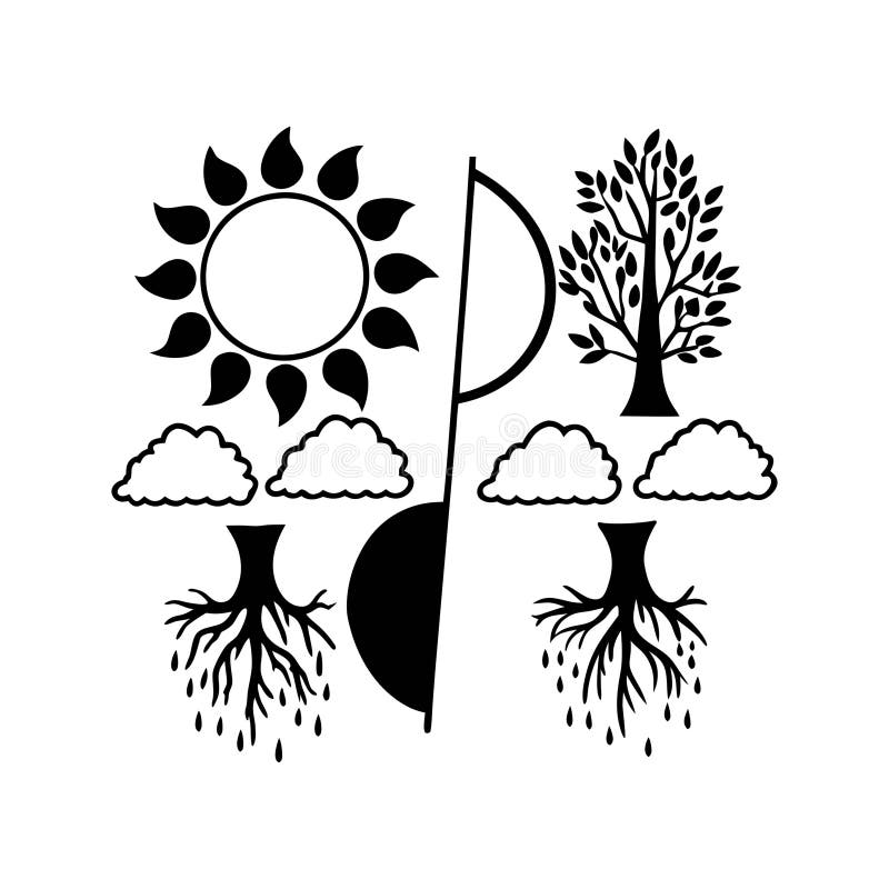 Opposite Day Element Silhouette Vector Art Stock Vector - Illustration ...