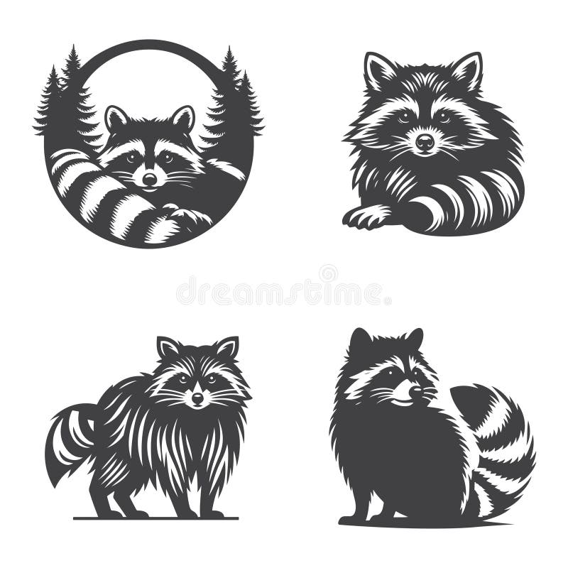 Raccon Black Vector Silhouette Design for T-Shirt and Others. Stock ...