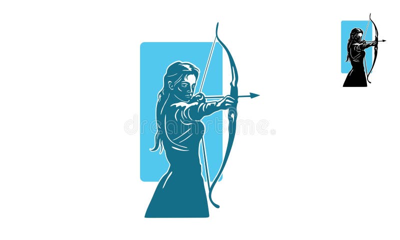 Brave woman archer logo stock illustration. Illustration of actions ...