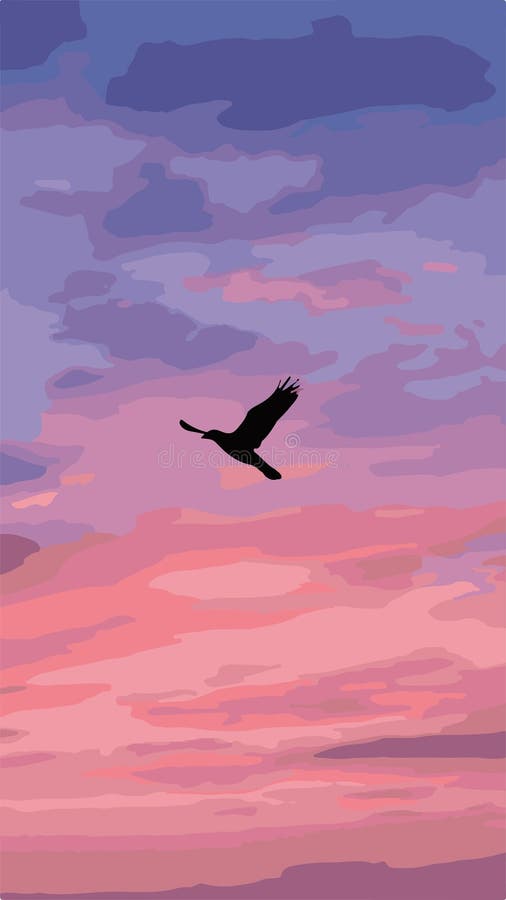 Graceful Flight at Dusk 2D Vector Illustration Stock Illustration ...