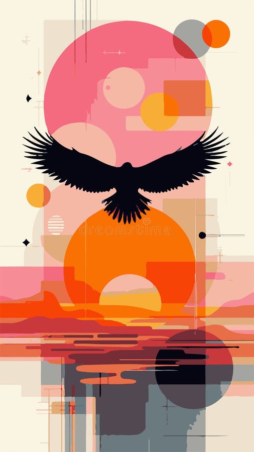 Abstract Eagle Silhouette at Sunset 2D Vector Illustration Stock Vector ...