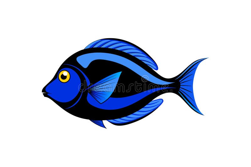 Blue Tang Fish Silhouette Black Vector Illustration Stock Vector ...
