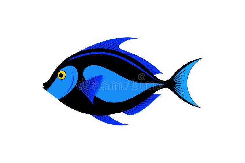 Blue Tang Fish Silhouette Black Vector Illustration Stock Vector ...