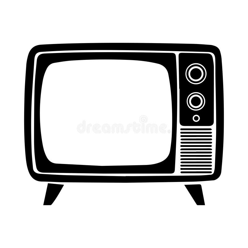 A Retro TV Vector Silhouette Featuring a Classic Boxy Design Stock ...