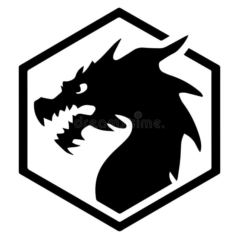 A Striking Logo Featuring a Fierce Dragon within a Pentagon Shape Stock ...