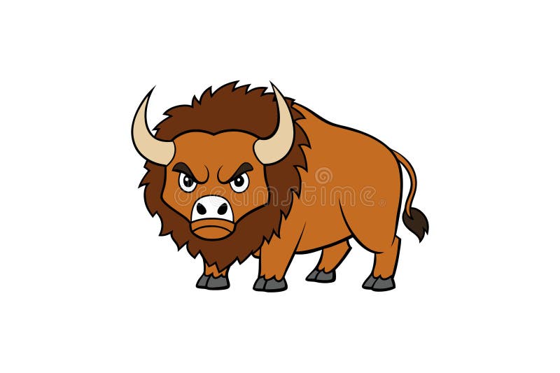 Cartoon Style Animal Bison Vector Image Illustration Stock Vector ...