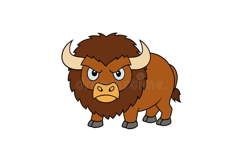 Cartoon Style Animal Bison Vector Image Illustration Stock Vector ...