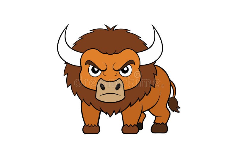 Cartoon Style Animal Bison Vector Image Illustration Stock Illustration ...