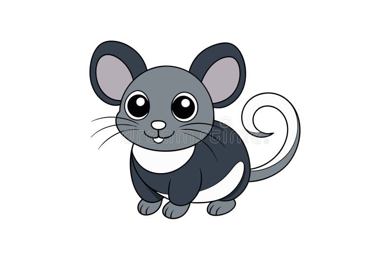 Coloring Page Cute Cartoon Mouse Silhouette Vector Illustration Stock ...