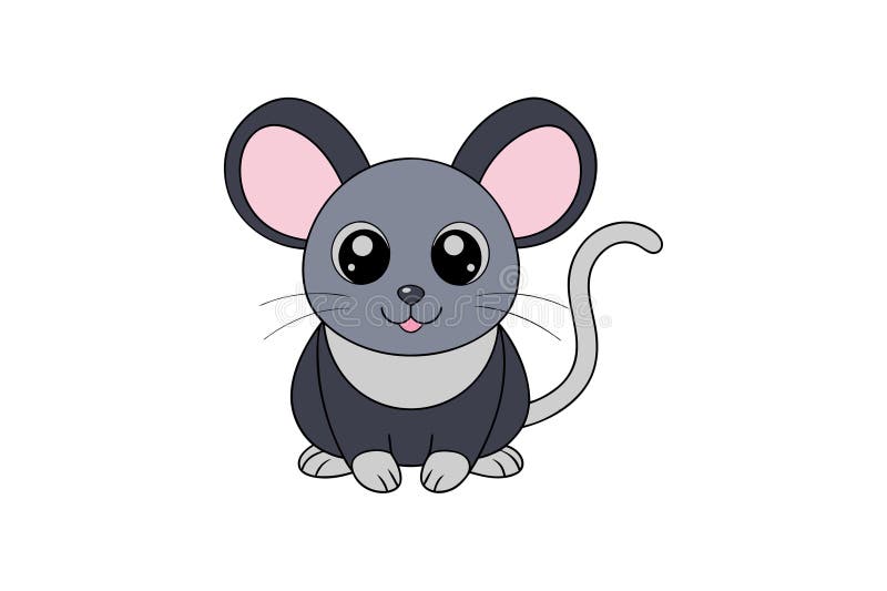 Coloring Page Cute Cartoon Mouse Silhouette Vector Illustration Stock ...