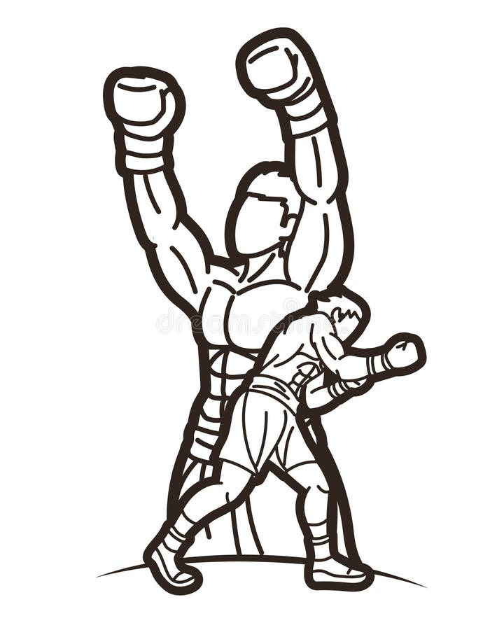 Group of Fighter Boxing Sport Boxer Fighting Battle Mix Action Cartoon ...