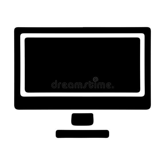 Computer Screen Icon Vector. Flat Black Symbol. Pictogram is Isolated ...
