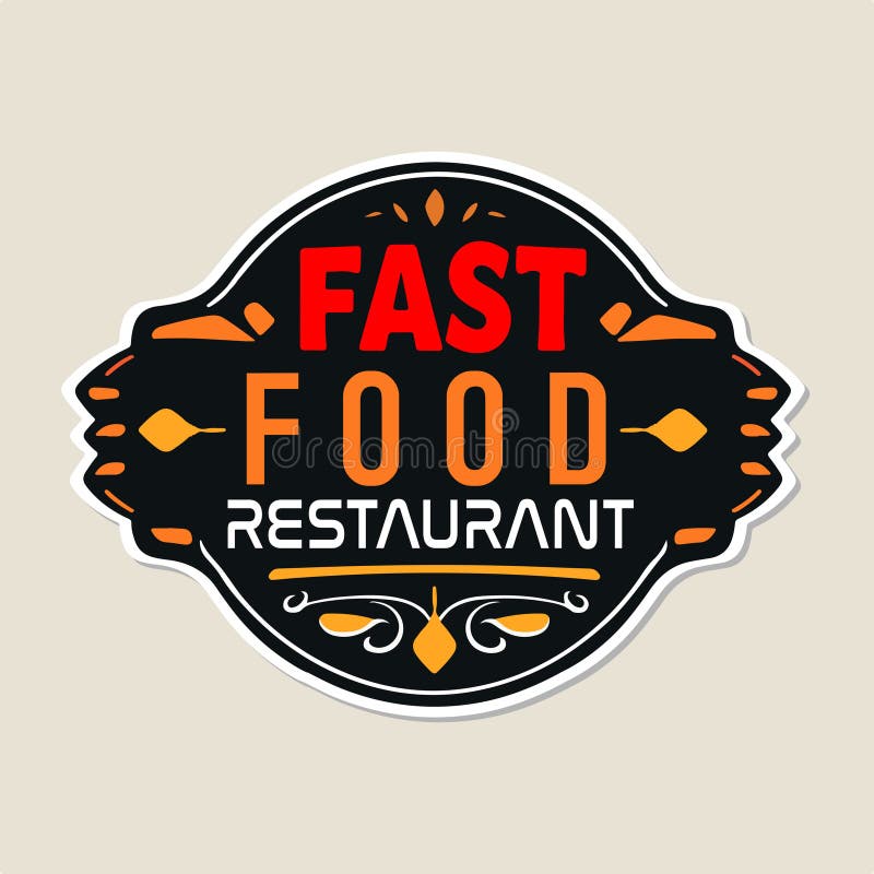 Restaurant Tasty Hot Food Stickers Illustration Label Design Stock ...