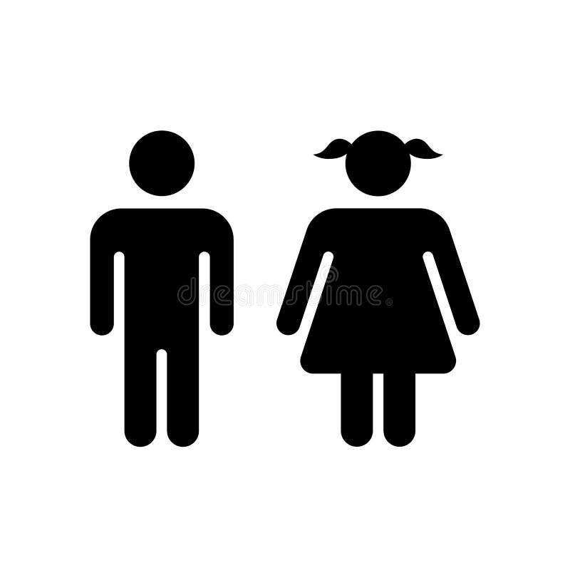 Kid Icon Vector. Boy and Girl Silhouette Vector Art Illustration ...