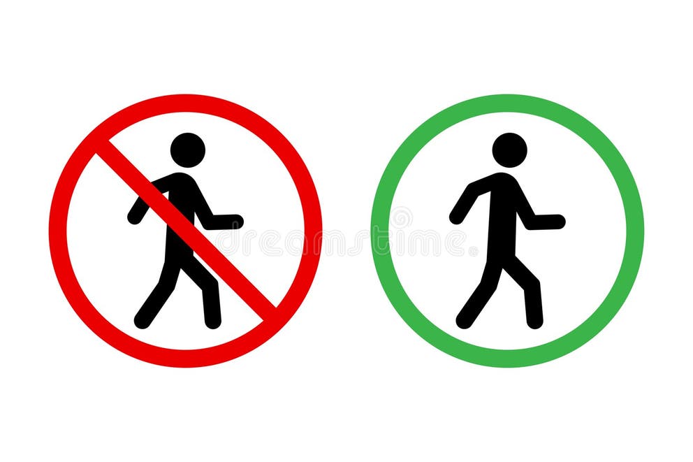 Walk and No Walk Icon Set. Don T Walk Icons. No Entry Sign. No ...