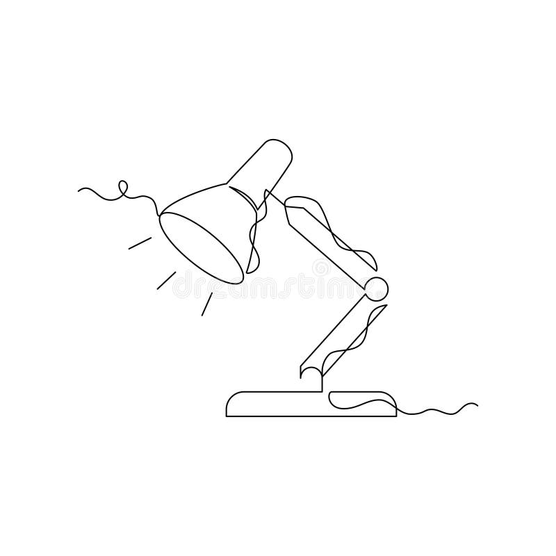 One Line Art Desk Lamp Vector Illustration Stock Vector - Illustration ...
