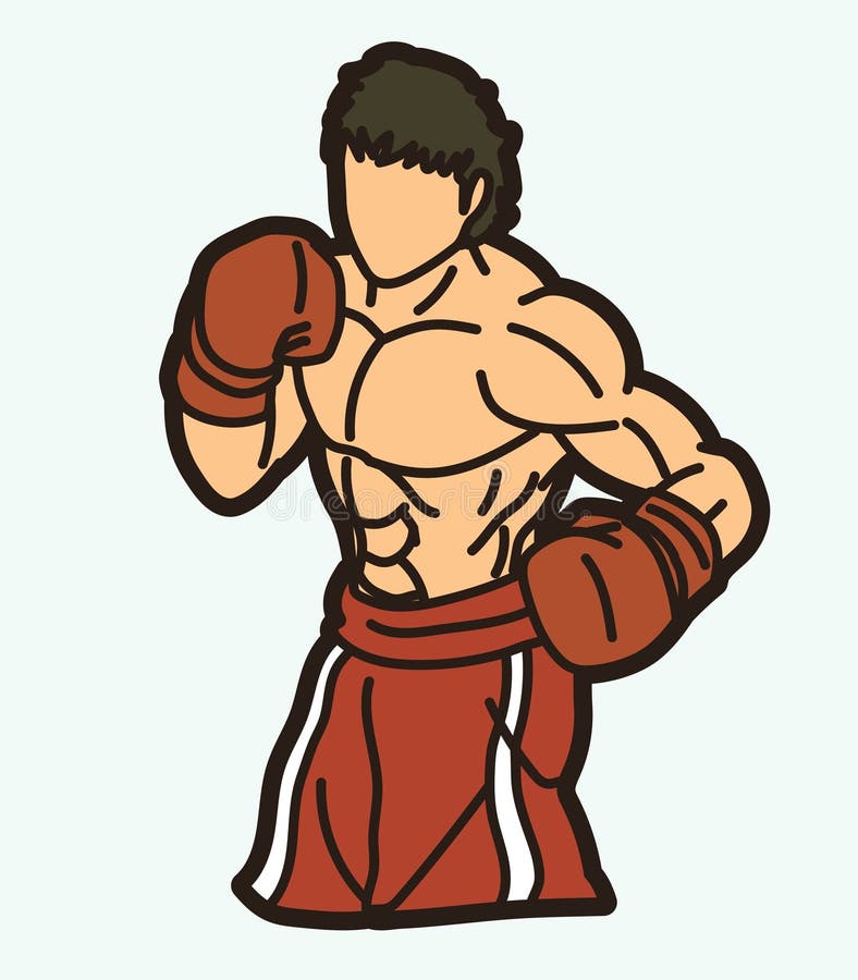 Boxing Sport Kickboxing Muay Thai Boxer Action Cartoon Graphic Stock ...