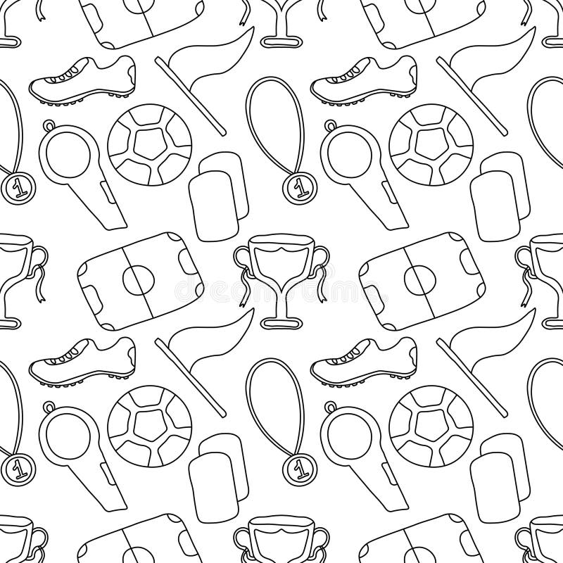 Vector Seamless Sport Pattern. Doodle Illustration with Sport ...