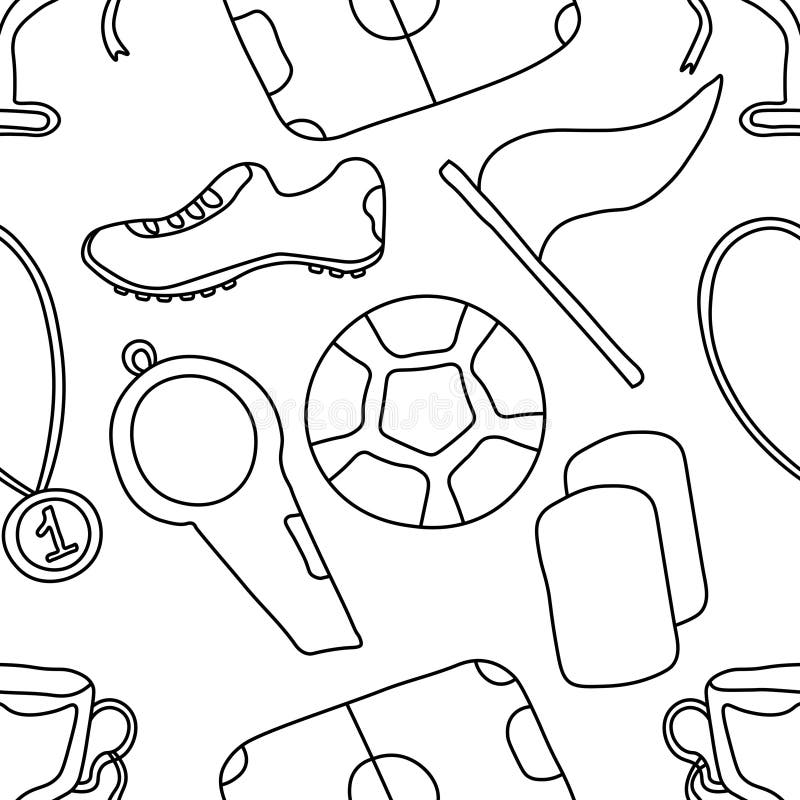 Vector Seamless Sport Pattern. Doodle Illustration with Sport ...