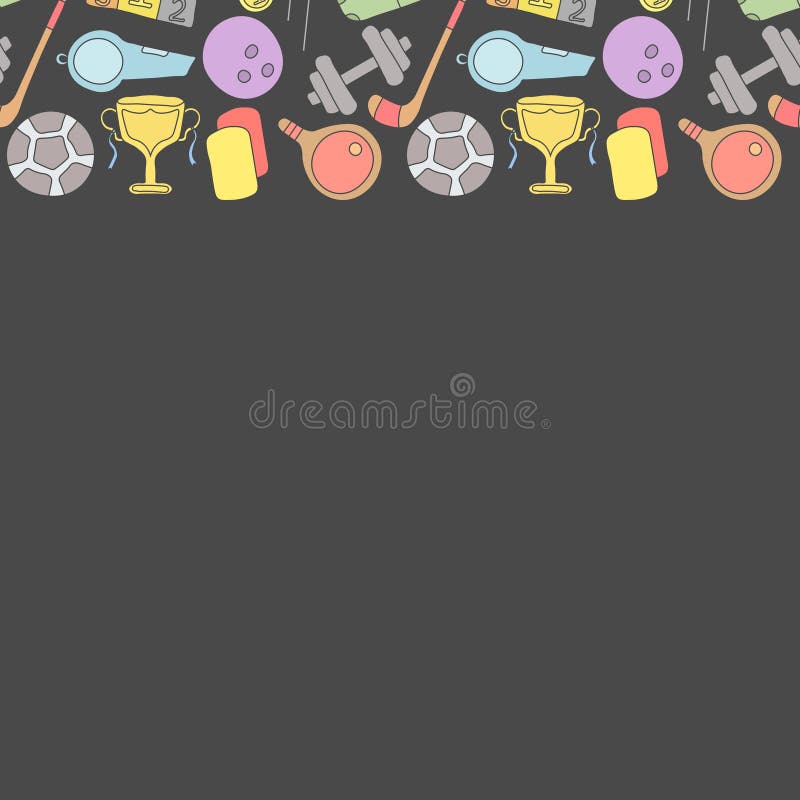 Sport Frame. Doodle Sport Illustration with Place for Text. Background ...