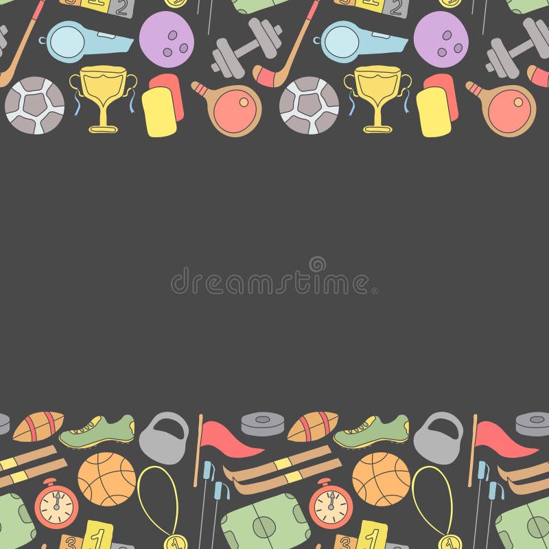 Sport Frame. Doodle Sport Illustration with Place for Text. Background ...