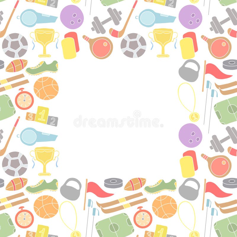 Sport Frame. Doodle Sport Illustration with Place for Text. Background ...
