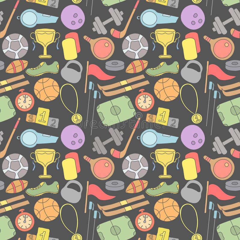 Pattern with sport icons stock vector. Illustration of cycling - 25891440