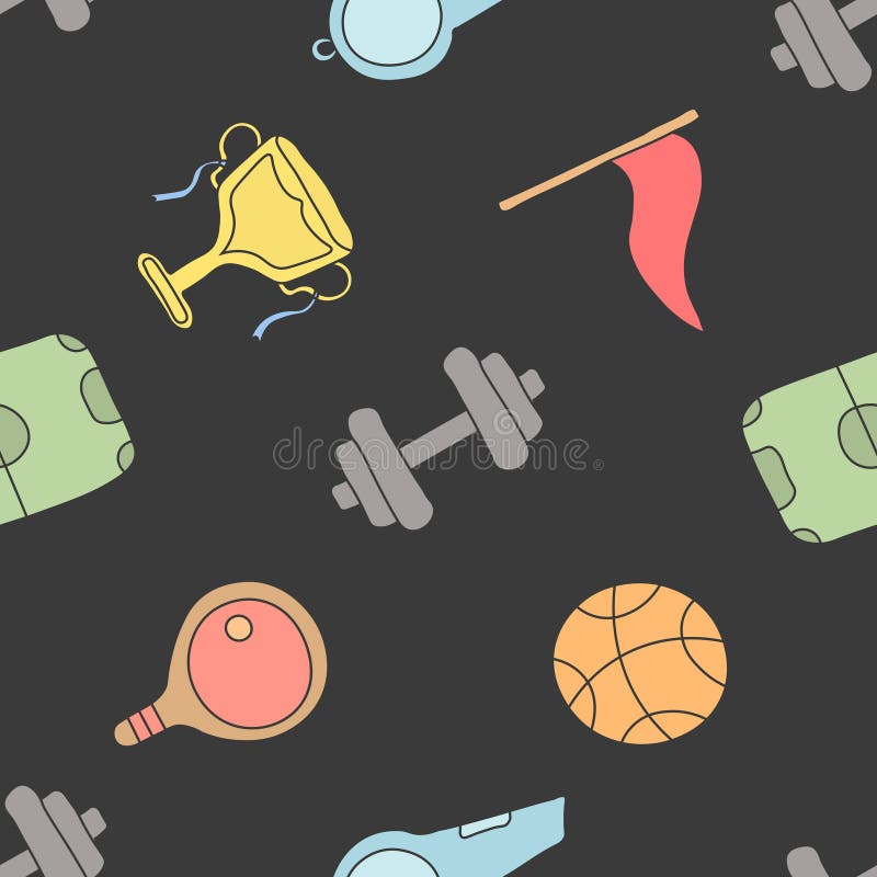 Seamless Sport Pattern. Doodle Background with Cartoon Sports Icons ...