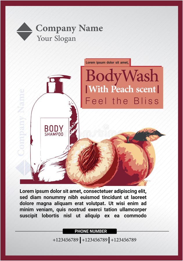 A Promotional Poster for a Peach-scented Body Wash Product Stock ...