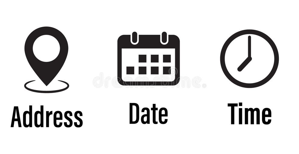 Time, Date, Location Address Icon Set Template. Stock Vector ...