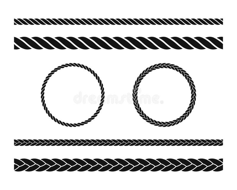 Set of Rope Icon. Round Rope Curve Vector Set. Straight Rope Vector ...