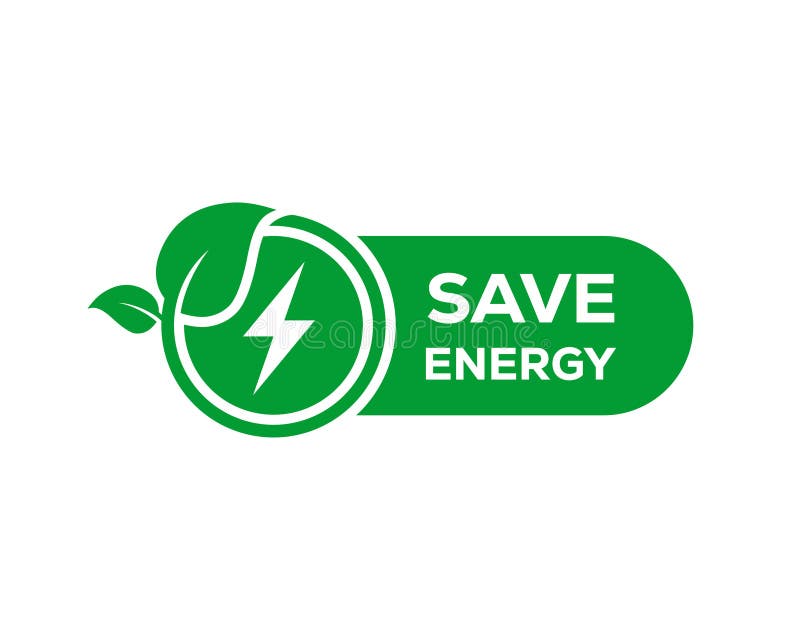 Save Energy Symbol. Energy Icon with Green Leaf. Energy Saving Symbol ...