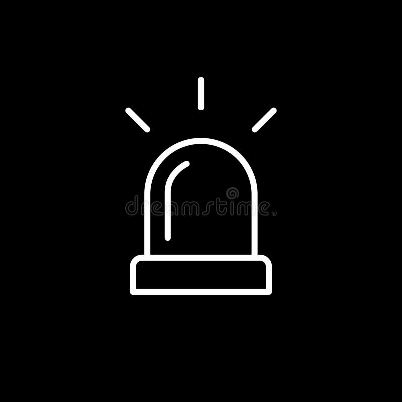 Alarm Flasher Siren Line Icon Isolated on Black Background. Emergency ...