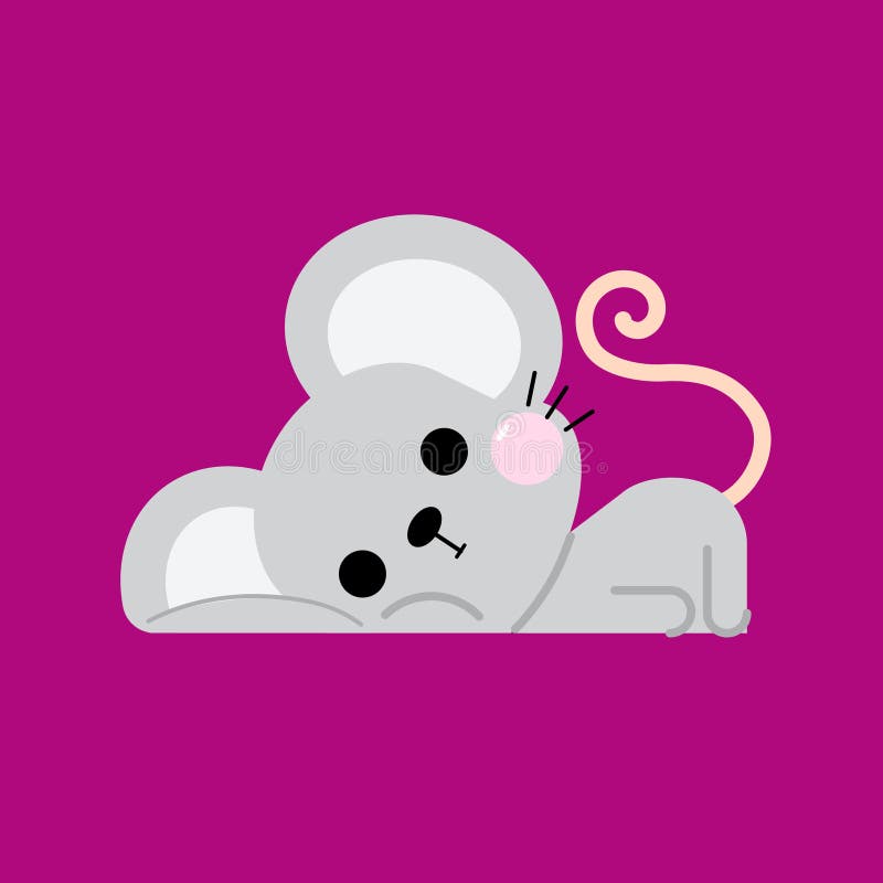 Cute Little Mouse with Big Ears Lying Down. Cartoon-style Mice ...