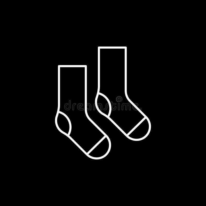 Socks Line Icon Isolated on Black Background. Stock Vector ...